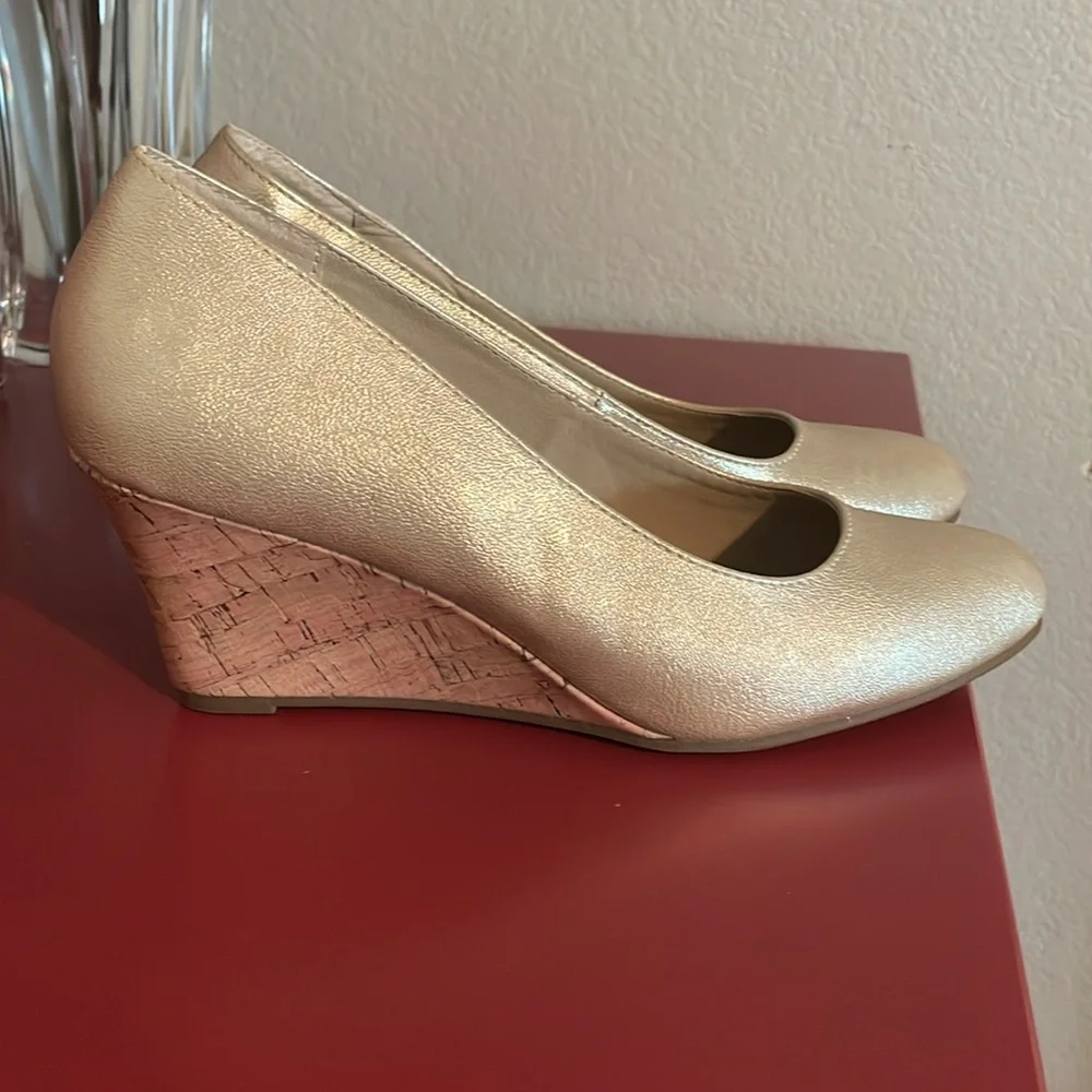 Rialto | Shoes | Rialto Champagne Low Wedge Pumps | Poshmark
